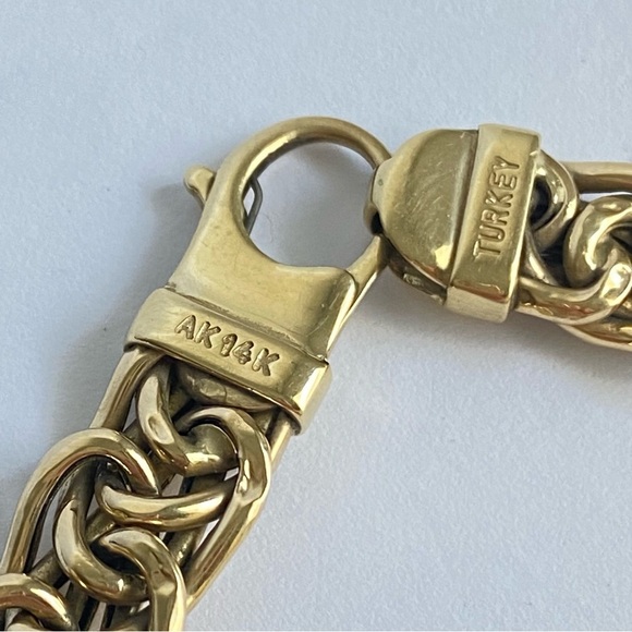 Vintage | Jewelry | 4k Gold Bracelet Fancy Wheat Link Chain Chunky ...